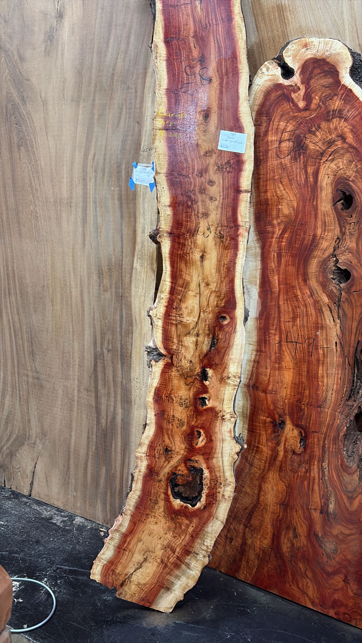 Live Edge Carob Slab #184 – 85" x 12" – SAN DIEGO RUSTIC